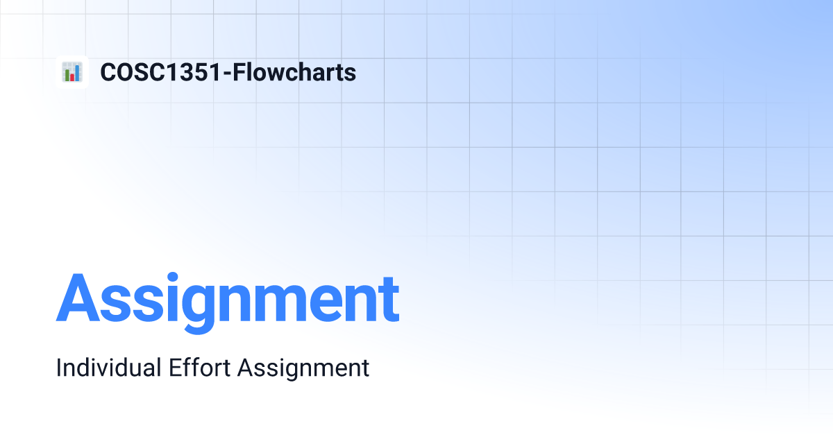 Assignment | COSC1351-Flowcharts Assignment | COSC1351-Flowcharts
